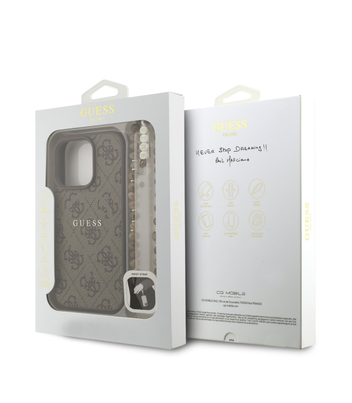 Rudas dėklas Apple iPhone 16 Pro telefonui "Guess PU Leather 4G Colored ...