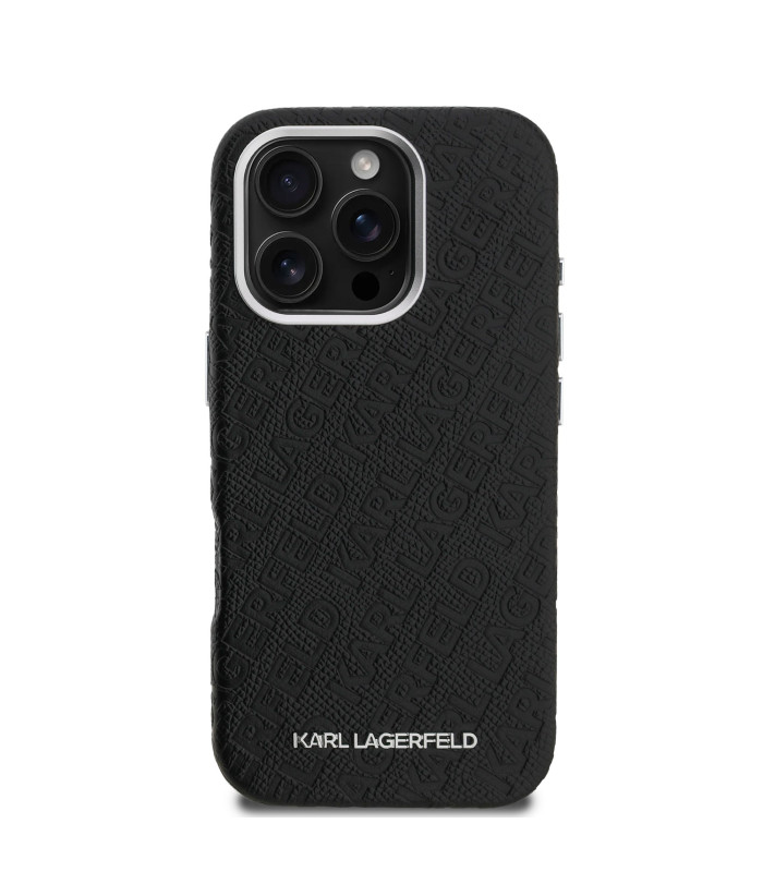 Juodas dėklas Apple iPhone 16 Pro Max telefonui "Karl Lagerfeld Grained ...